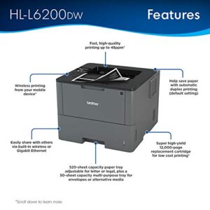 Brother HL-L6200DW Wireless Monochrome Laser Printer with Duplex Printing (Amazon Dash Replenishment Ready)