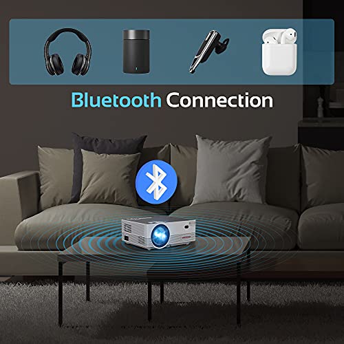 Native 1080P WiFi Bluetooth Projector, DBPOWER 9500L Full HD Outdoor Movie Projector Support iOS/Android Sync Screen&Zoom, Home Theater Video Projector Compatible w/PC/DVD/TV/Carrying Case Included