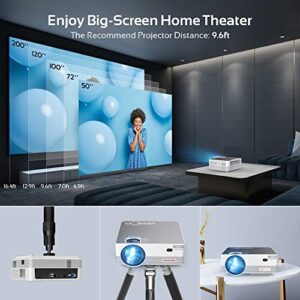 Native 1080P WiFi Bluetooth Projector, DBPOWER 9500L Full HD Outdoor Movie Projector Support iOS/Android Sync Screen&Zoom, Home Theater Video Projector Compatible w/PC/DVD/TV/Carrying Case Included