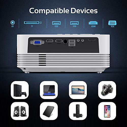 Native 1080P WiFi Bluetooth Projector, DBPOWER 9500L Full HD Outdoor Movie Projector Support iOS/Android Sync Screen&Zoom, Home Theater Video Projector Compatible w/PC/DVD/TV/Carrying Case Included