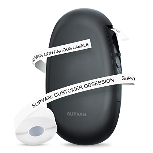 SUPVAN Label Maker Machine with Tape, E10 Portable Label Makers, Multiple Fonts Icons, Continuous Label, Mini Thermal Label Printer, App Control, Easy to Use, Ideal for Home and Office Organization