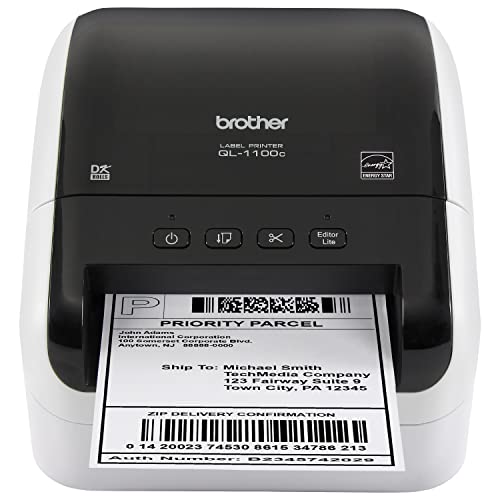 Brother QL-1100C Wide Format, Postage and Barcode Professional Thermal Label Printer, Black