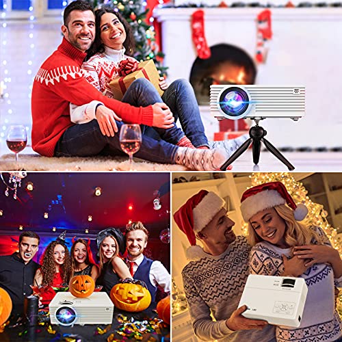 Mini Video Projector with 6500 Brightness, 1080P Supported, Portable Outdoor Movie Projector, 176" Display Compatible with TV Stick, HDMI, USB, VGA, AV for Home Entertainment