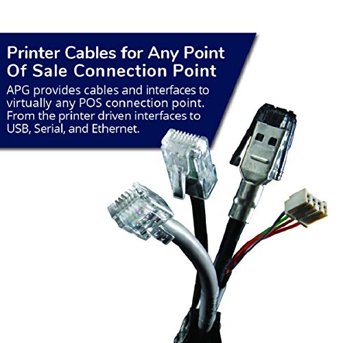 APG Printer Interface Cable | CD-101A | Cable for Cash Drawer to Printer Connection | 1 x RJ-12 Male - 1 x RJ-45 Male | Connects to EPSON and Star Printers