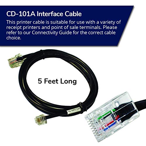 APG Printer Interface Cable | CD-101A | Cable for Cash Drawer to Printer Connection | 1 x RJ-12 Male - 1 x RJ-45 Male | Connects to EPSON and Star Printers