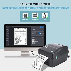 Thermal Shipping Label Printer - 150mm/s 4x6 Label Printer for Shipping Packages, Thermal Label Printer Compatible with Etsy, Shopify, Ebay, Amazon, FedEx, UPS, USPS, Support Windows and Mac, Black