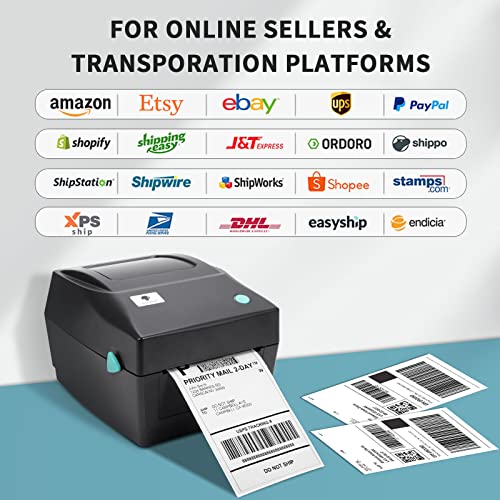 Thermal Shipping Label Printer - 150mm/s 4x6 Label Printer for Shipping Packages, Thermal Label Printer Compatible with Etsy, Shopify, Ebay, Amazon, FedEx, UPS, USPS, Support Windows and Mac, Black