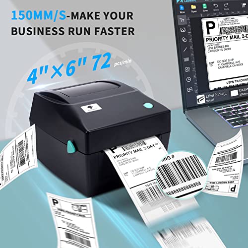 Thermal Shipping Label Printer - 150mm/s 4x6 Label Printer for Shipping Packages, Thermal Label Printer Compatible with Etsy, Shopify, Ebay, Amazon, FedEx, UPS, USPS, Support Windows and Mac, Black