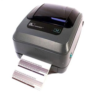 zebra – gx430t thermal transfer desktop printer for labels, receipts, barcodes, tags, and wrist bands – print width of 4 in – usb, serial, parallel, and ethernet connectivity (renewed)