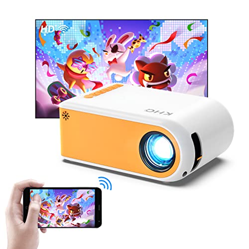 Mini WiFi Projector for iPhone, KHQ Portable WiFi Video Projector 1080P Supported, Home Theater Movie Projector with WiFi, Compatible with Laptop, PS4, HDMI, USB, iOS & Android