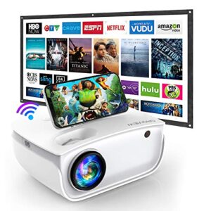 groview mini projector with wifi, updated 7500lux brightness with 100 inches screen, full hd 1080p resolution & 240 inches display supported, video projector compatible with tv stick, android, iphone