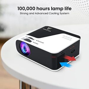 Verratek Lumavision Pro Mini Projector, Native 1080P Portable Video Projector, 250 Inch Screen Projector Screen, Home Theatre Compatible with HDMI, USB, AV, LED Portable Projector for Home/Outdoors