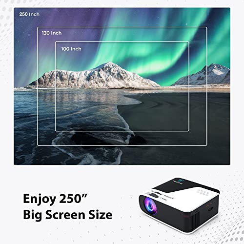 Verratek Lumavision Pro Mini Projector, Native 1080P Portable Video Projector, 250 Inch Screen Projector Screen, Home Theatre Compatible with HDMI, USB, AV, LED Portable Projector for Home/Outdoors