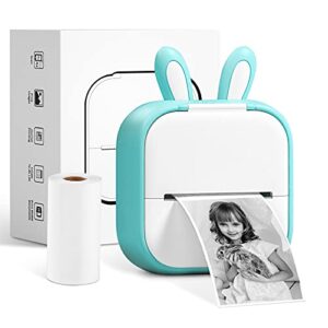 memoking mini sticker printer t02 thermal portable bluetooth pocket phone printer, for diy journal, photos, notes, children women gifts, compatible with ios & android, green