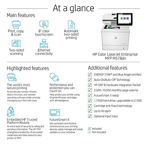 HP Color LaserJet Enterprise Multifunction M578dn Duplex Printer (7ZU85A)