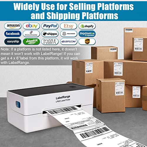 LabelRange 300DPI High Resolution Thermal Label Printer - Commercial Grade Shipping Label Printer 4x6, Support Amazon Ebay Paypal Shopify Etsy Shipstation and More on Windows, Mac and Linux System