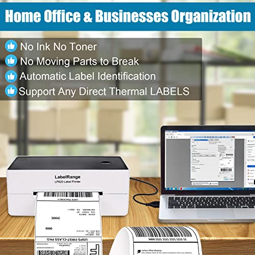 LabelRange 300DPI High Resolution Thermal Label Printer - Commercial Grade Shipping Label Printer 4x6, Support Amazon Ebay Paypal Shopify Etsy Shipstation and More on Windows, Mac and Linux System