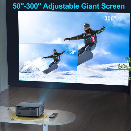 Yaber 2023 Upgrade 5G WiFi Bluetooth 4K Projector, Full HD Native 1920x1080P Projector, Home Projector Support 4D&4P-Keystone Correction, 500'' Giant Screen, Zoom, for Android/iOS/PC/PPT/USB