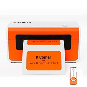 K Comer Shipping Label Printer 150mm/s High-Speed 4x6 Direct Thermal Label Printing for Shipment Package 1-Click Setup on Windows/Mac,Label Maker Compatible with Amazon, Ebay, Shopify, FedEx,USPS,Etsy