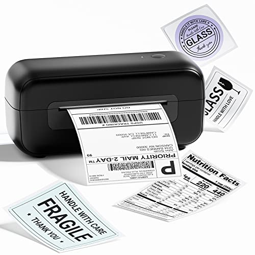 Thermal Label Printer, Shipping Label Printer 4x6, Commercial Direct Desktop Label Printer, Thermal Label Maker Compatible with Amazon, Ebay, Shopify, Etsy, UPS, USPS, FedEx (Black)