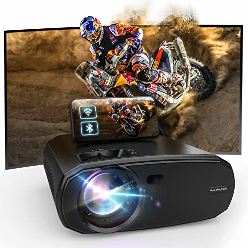 WEWATCH Native 1080P Portable Projector, 5G Full HD Movie Projector with WiFi and Bluetooth, 200'' Large Screen LED Mini Projector,Built-in Speaker Video Projectors for Outdoor Movies (Black)