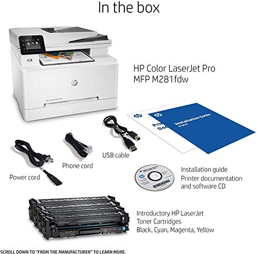 HP LaserJet Pro M281fdw All-in-One Wireless Color Laser Printer, Works with Alexa (T6B82A)