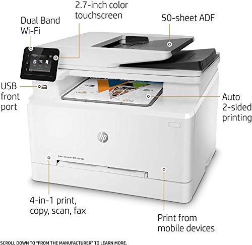 HP LaserJet Pro M281fdw All-in-One Wireless Color Laser Printer, Works with Alexa (T6B82A)