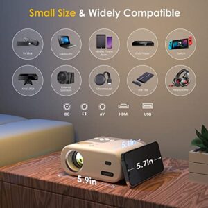 Mini Projector, Native 1080P Full HD YOWHICK DP02W Movie Projector for Outdoors, 9000Lm Portable Projector with Remote Control, HDMI, USB, AV and Aux Ports for Laptop, TV Stick, PS5 Smartphone