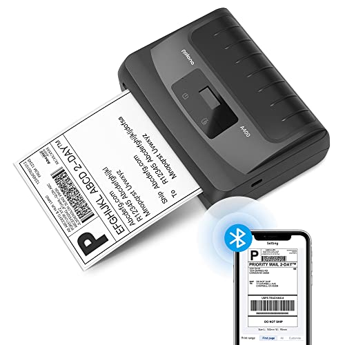 POLONO A400 Bluetooth Thermal Label Printer - 4x6 Label Printer for Small Business Shipping Packages - Portable Printer Wireless Printer for iPhone, Android & PC, Compatible with Amazon, Ebay, USPS