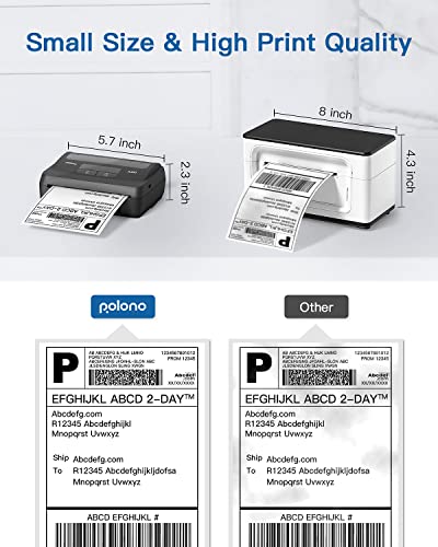 POLONO A400 Bluetooth Thermal Label Printer - 4x6 Label Printer for Small Business Shipping Packages - Portable Printer Wireless Printer for iPhone, Android & PC, Compatible with Amazon, Ebay, USPS