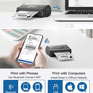 POLONO A400 Bluetooth Thermal Label Printer - 4x6 Label Printer for Small Business Shipping Packages - Portable Printer Wireless Printer for iPhone, Android & PC, Compatible with Amazon, Ebay, USPS