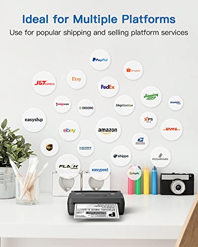 POLONO A400 Bluetooth Thermal Label Printer - 4x6 Label Printer for Small Business Shipping Packages - Portable Printer Wireless Printer for iPhone, Android & PC, Compatible with Amazon, Ebay, USPS