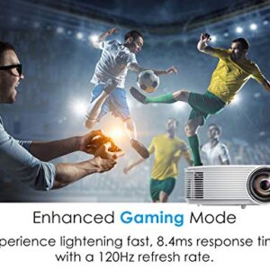 Optoma GT1080HDR Short Throw Gaming Projector | Enhanced Gaming Mode for 1080P 120Hz Gaming at 8.4ms | 4K UHD Support | Play HDR for 4K and 1080P | High 3800 lumens for Day & Night Gaming, White