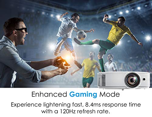 Optoma GT1080HDR Short Throw Gaming Projector | Enhanced Gaming Mode for 1080P 120Hz Gaming at 8.4ms | 4K UHD Support | Play HDR for 4K and 1080P | High 3800 lumens for Day & Night Gaming, White