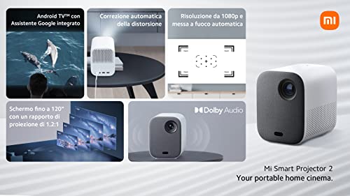 Xiaomi MI Smart Video Projector 2, 1920x1080 Full HD,Android TV and Google Assistant Built-in, White