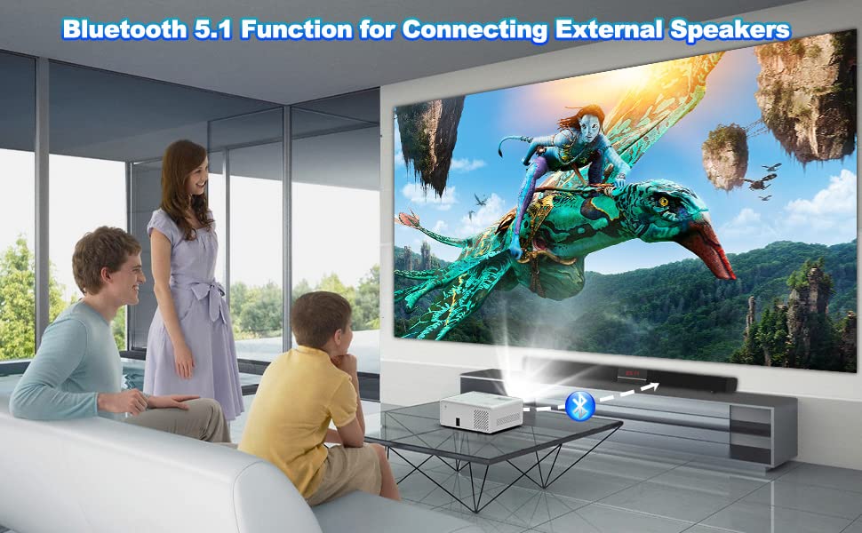 Native 1080P Projector with 5G WiFi and Bluetooth, HANWIND 12000Lumen Outdoor Movie Night Mini Portable Projectors 4K Support, Own Your Home Theater Proyector Compatible with TV Stick, Phone, HDMI USB