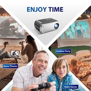 Mini Projector, iTJQ Portable Projector 1080p Supported, Phone Projector Compatible with iOS/ Android Smartphone/ Laptop/ PS4, Movie Projector with HDMI/ USB Interfaces for Home Theater