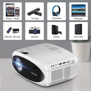 HD Projector with WiFi and Bluetooth- XOPPOX 1080P Native Video Projector for Outdoor Movies with 100'' Screen, Home Theater Wireless Projector Compatible with HDMI/USB/Laptop/PC/ PS4/smartphones