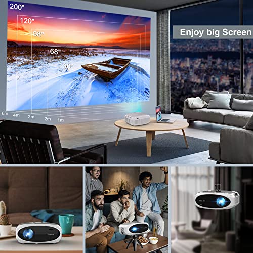 HD Projector with WiFi and Bluetooth- XOPPOX 1080P Native Video Projector for Outdoor Movies with 100'' Screen, Home Theater Wireless Projector Compatible with HDMI/USB/Laptop/PC/ PS4/smartphones