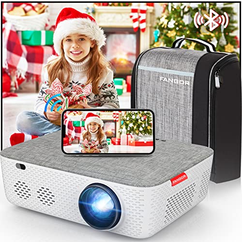 5G WiFi Projector 4K Supported - FANGOR 340ANSI Native 1080P Projector Bluetooth Outdoor Movie Projector / Full Sealed Design/Digital Keystone/300” Display/50% Zoom, for Phone/PC/DVD/TV/PS4