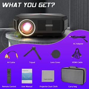 Projector with WiFi and Bluetooth, 5G WiFi Native 1080P Projector, Portable 200'' Movie Projector, Supports 4K & Zoom, Compatible w/ HDMI/USB/PC/TV Box/iOS & Android Phone