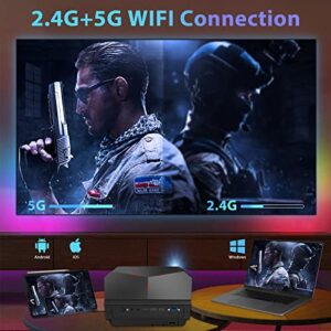 Projector with WiFi and Bluetooth, 5G WiFi Native 1080P Projector, Portable 200'' Movie Projector, Supports 4K & Zoom, Compatible w/ HDMI/USB/PC/TV Box/iOS & Android Phone