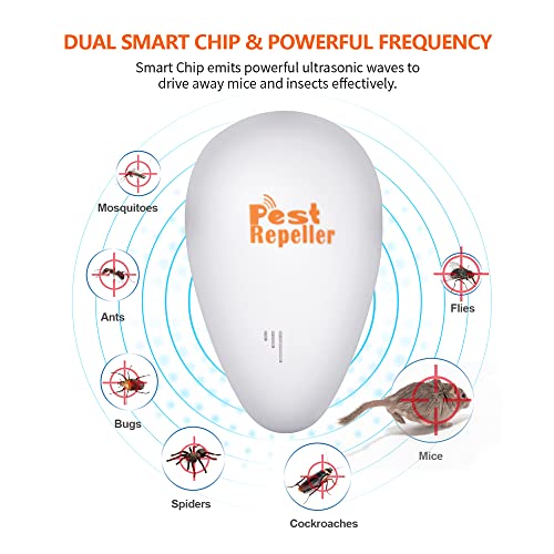 Ultrasonic Pest Repeller - 6 Pack，Pest Repellent Plug-in Pest Control Repeller for Mosquito, Insect, Mice, Spider, Ant, Cockroach, Rodent & Deer Indoor Repellent