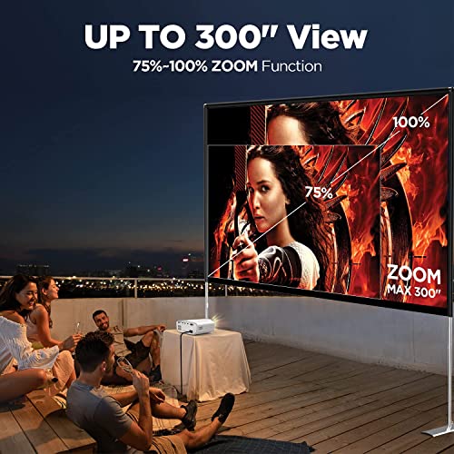 MOOKA Native 1080P Projector with WiFi and Bluetooth, 8500L FHD Movie Projector for Outdoor, Hi-Fi Speaker, Zoom, Sleep Timer, Bag, Support 300" Screen Mini Projector for Phone/TV Stick/Laptop/Xbox