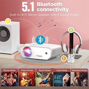 MOOKA Native 1080P Projector with WiFi and Bluetooth, 8500L FHD Movie Projector for Outdoor, Hi-Fi Speaker, Zoom, Sleep Timer, Bag, Support 300" Screen Mini Projector for Phone/TV Stick/Laptop/Xbox