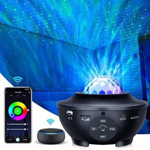 galaxy projector star projector work with alexa google home galaxy cove projector with bluetooth music speaker, galaxy globe projector remote control galaxy 360 pro galaxy light projector for bedroom