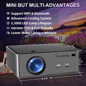 Native 1080P 5G WiFi Bluetooth Projector, 9500L Mini Projector Support 4K Android/iOS Sync Screen 280" Max Screen, Home Movie Theater Video Projector Compatible w/TV Stick HDMI USB AV TF PC Laptop