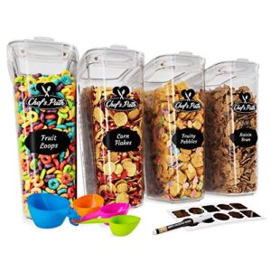 cereal containers storage set large (4l,135.2 oz), airtight food storage containers for kitchen & pantry organization, cereal storage container set for crunchiness, bpa free dispenser keepers