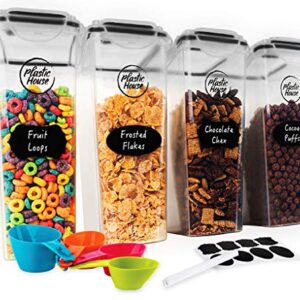 PLASTIC HOUSE Large Cereal Containers Storage Set Dispenser Approx. 4L FITS FULL STANDARD SIZE CEREAL BOX, Airtight Cereal Container Set For Maximum Freshness, BPA-FREE Large Cereal Storage Container