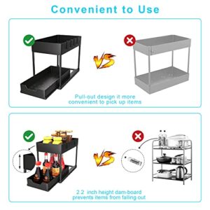 DEKAVA Under Sink Organizer 2 Pack，Bathroom Cabinet Organizer，2 Tier Sliding Cabinet Basket Organizer Drawer, Multi-Purpose Bath Collection Baskets for Bathroom